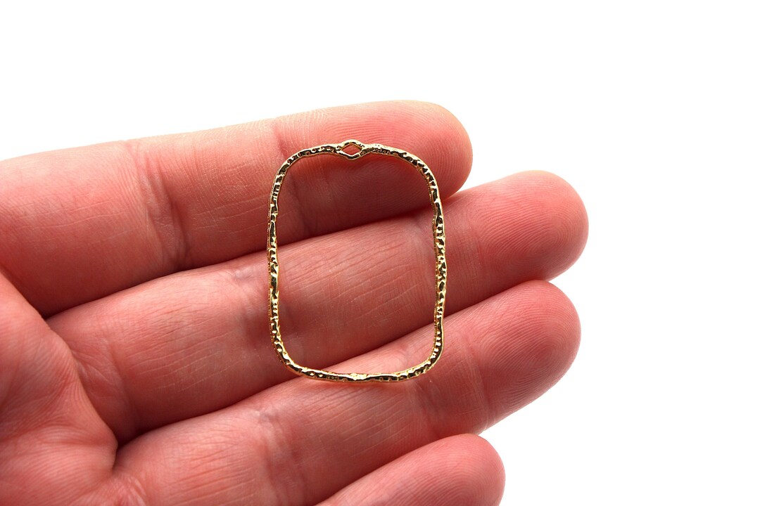 2 Textured Rectangle Open Back Blank Metal Bezels, Gold Tone, Bezel ...