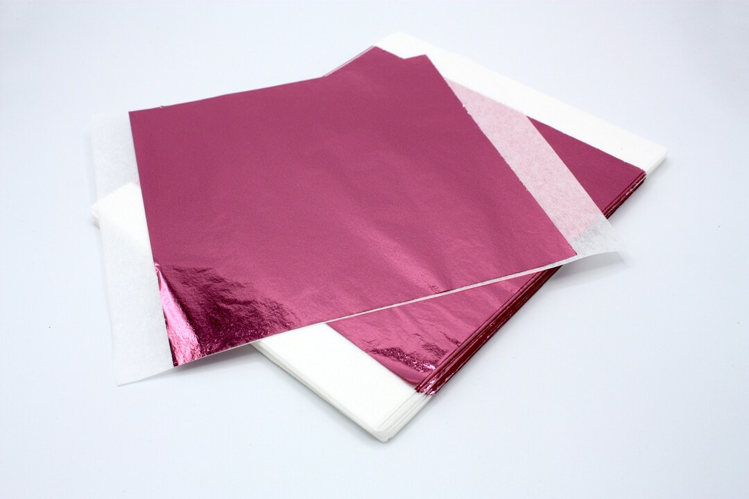 5 Pink Leaf Foil Sheets, Gilding, Decorative Craft, Nail Art, Pink Foil ...