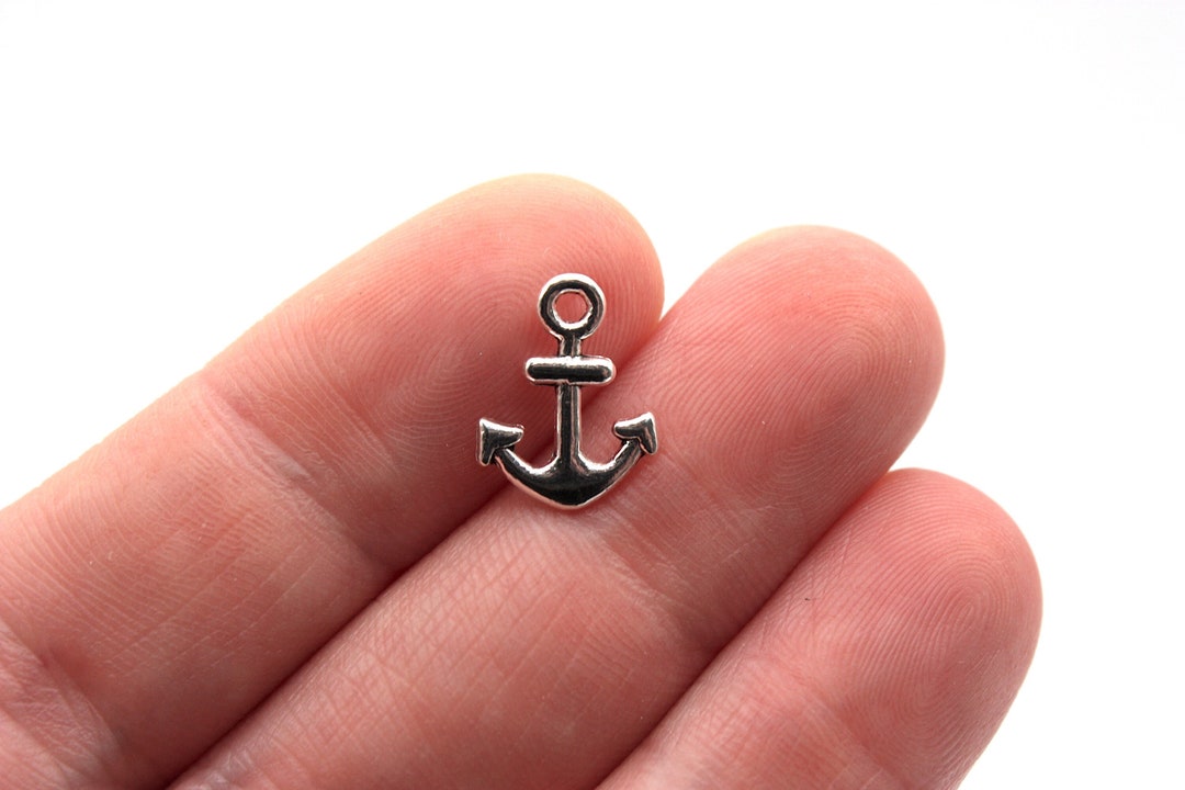 8 X Mini Little Silver Metal Anchor Charms, Anchors, Jewellery Making ...