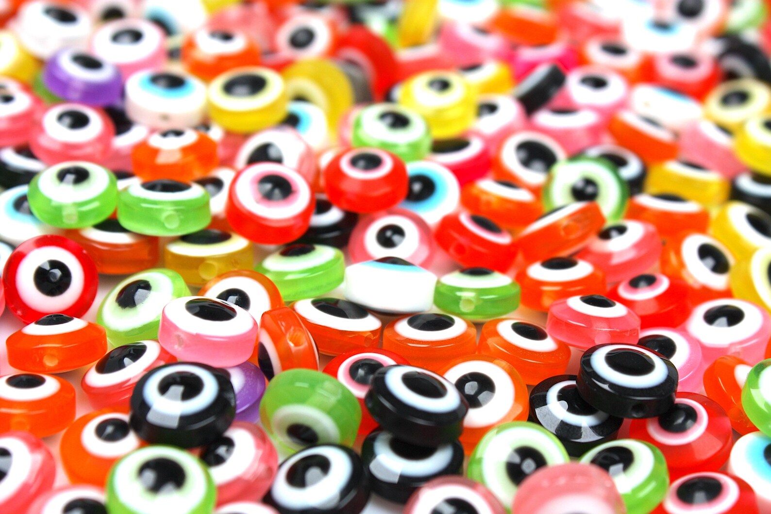 50 X 10mm Colourful Evil Eye Oval Beads, Resin Spacer Bead, Spacer Bead ...