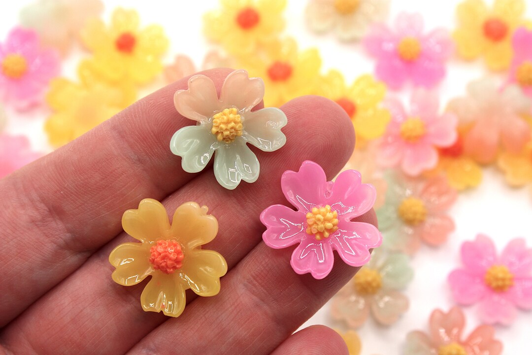 Flatback Resin Cherry Blossom Flower Cabochons, Resin Cabochon ...