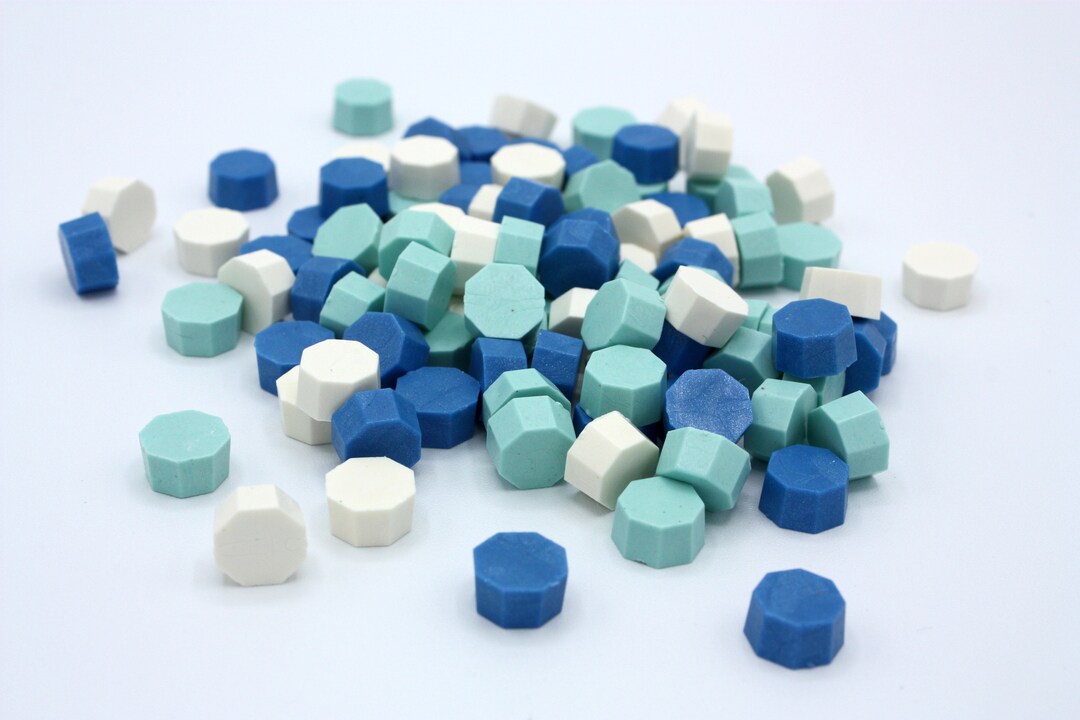25 perles de cire pour sceau de la collection Blue Ripple, cire à ...