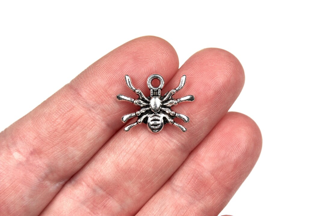 10 X Metal Silver Tone Spider Charms, Metal Charm, Spiders for ...