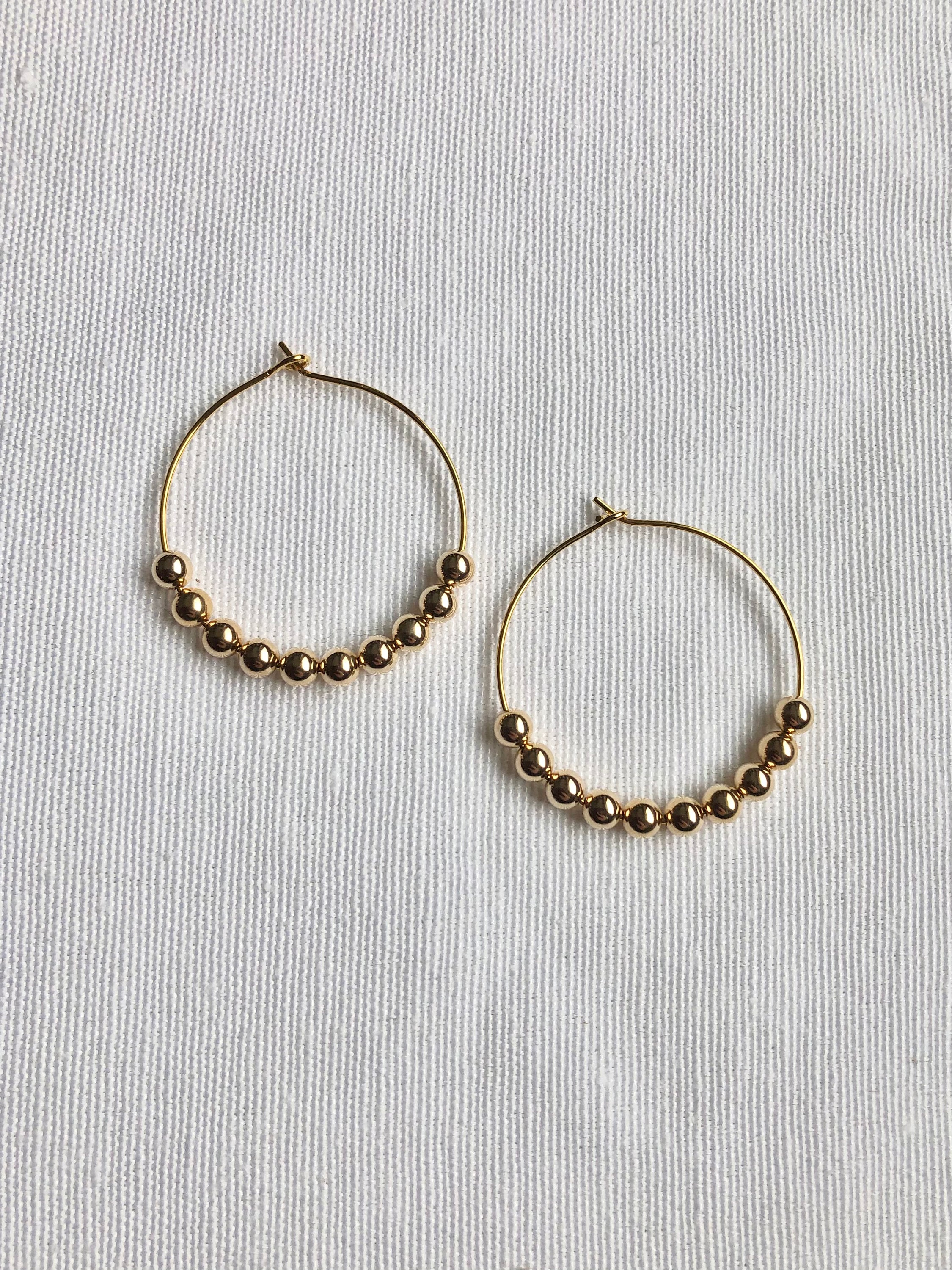 Gold Beaded Hoops, Gold Hoop Earrings, Hoop Earrings, Gold Earrings ...