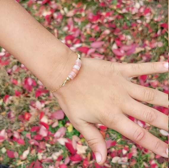 Pink Sunstone Bar Bracelet 14k Gold Filled Bar Bracelet - Etsy