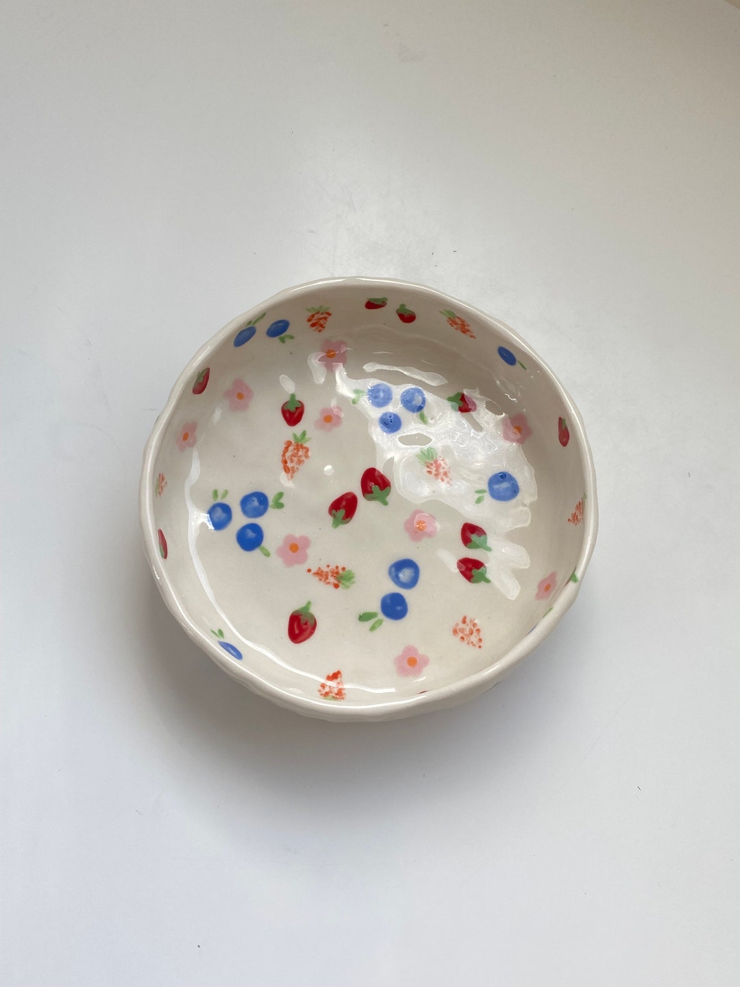 Twinkle Berry Breakfast Bowl Hand Pinched and Hand Painted Ceramic Bowl ...