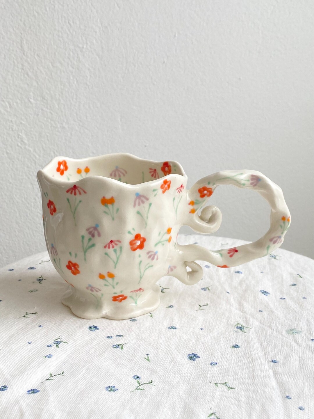 Matilda - 300ml Capacity - Hand Pinched and Hand Painted Ceramic Mug ...