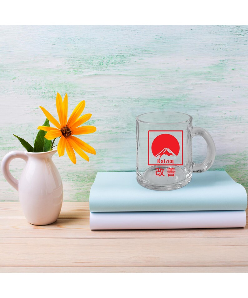 Japanese Inspired Kaizen Clear Glass Mug, Motivational Gift for Tea ...