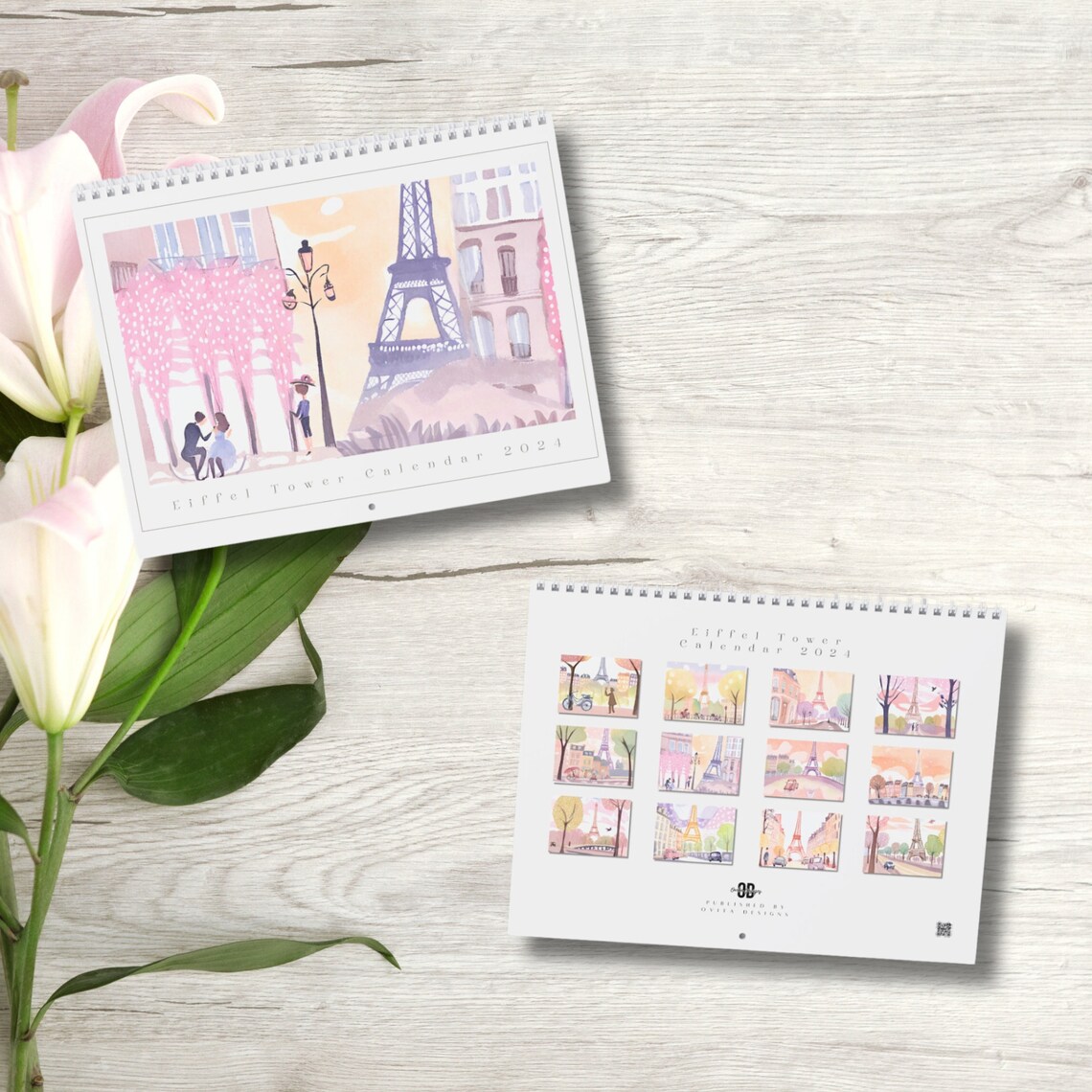 Calendars, 2024 Eiffel Tower Paris France - Monthly Calendar, Travel ...