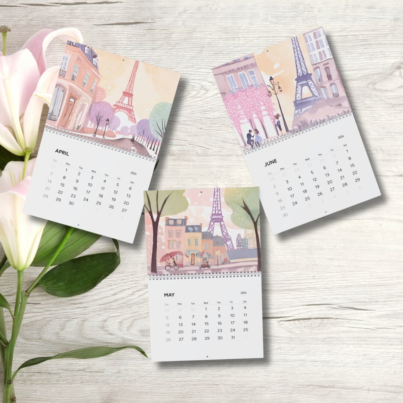 Calendars, 2024 Eiffel Tower Paris France - Monthly Calendar, Travel ...