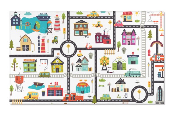 City Traffic Map Children Friendly Carpet Traffic Car Road - Etsy