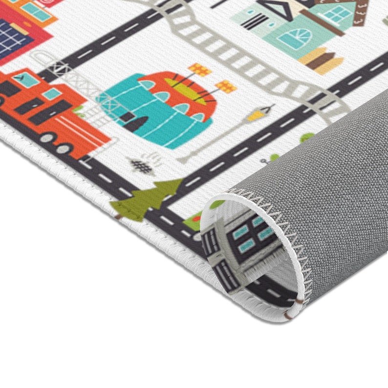 City Traffic Map Children Friendly Carpet, Traffic Car Road Map Rug ...