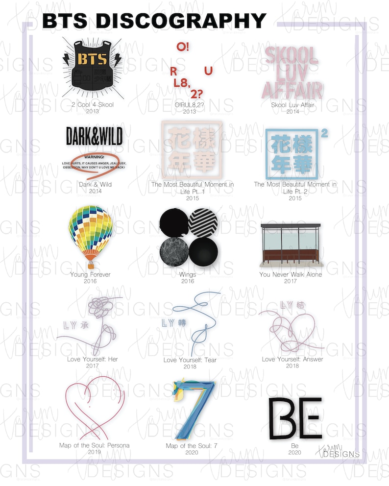 BTS Album Discography Digital Print - Etsy