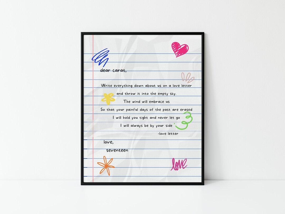 Seventeen Inspired Love Letter Kpop Lyrics Digital Wall Print - Etsy