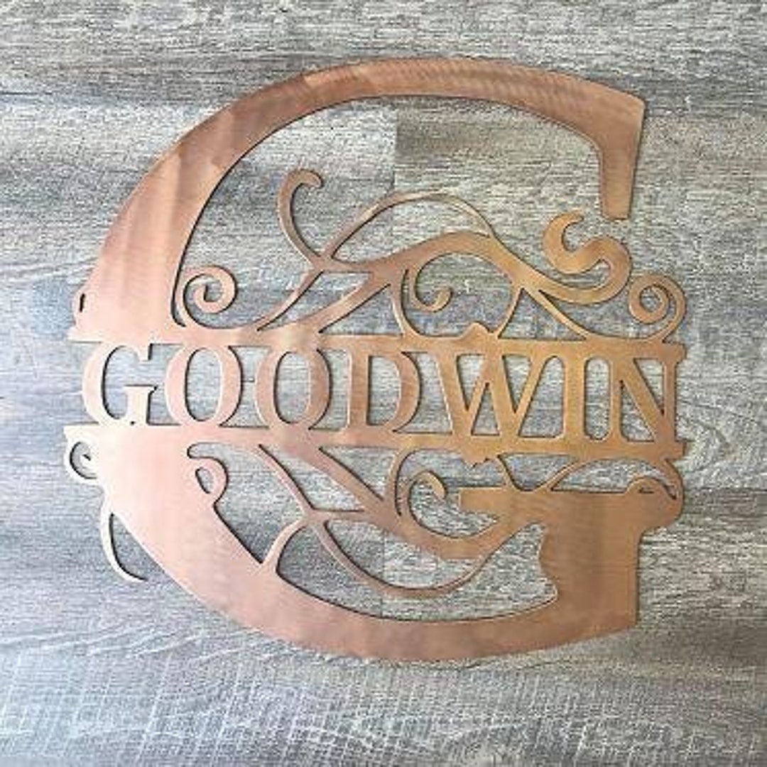 Monogram Metal Sign Family Name Letter Wall Decor Housewarming Gift ...