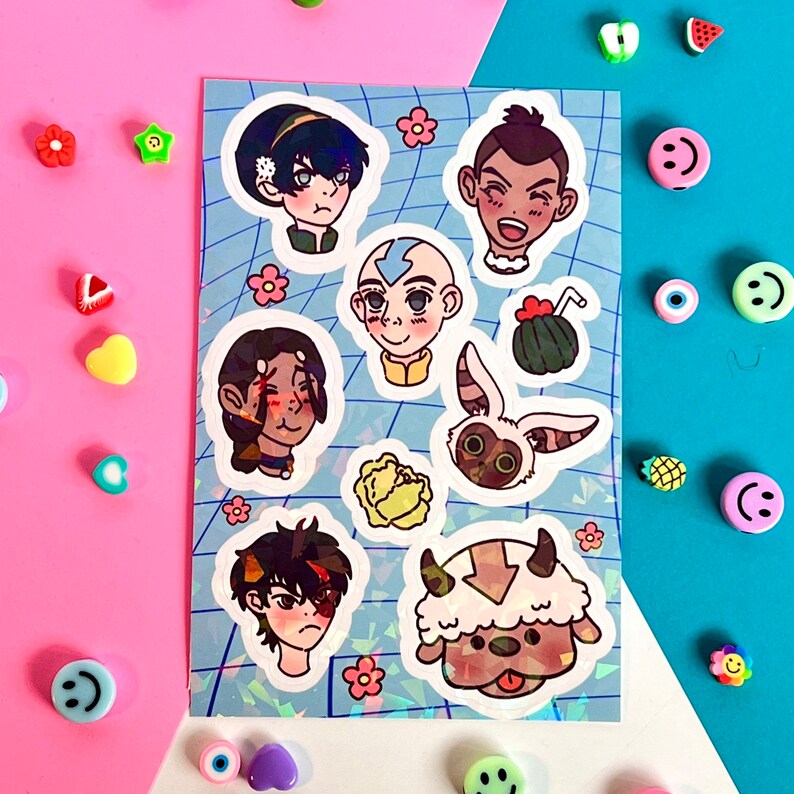 Anime Inspired Sticker Sheets Bee Puppy Cat ATLA JJK Spy Fam Demon Kny ...