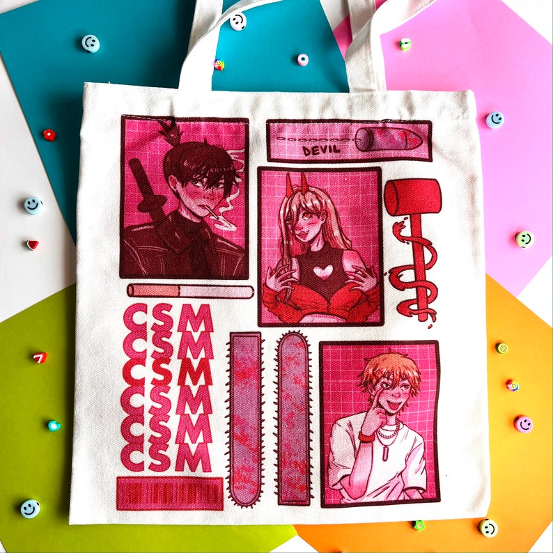 Color Anime Inspired Tote Bags JJK CSM TBHK Gift Totoro Haku Inumaki ...