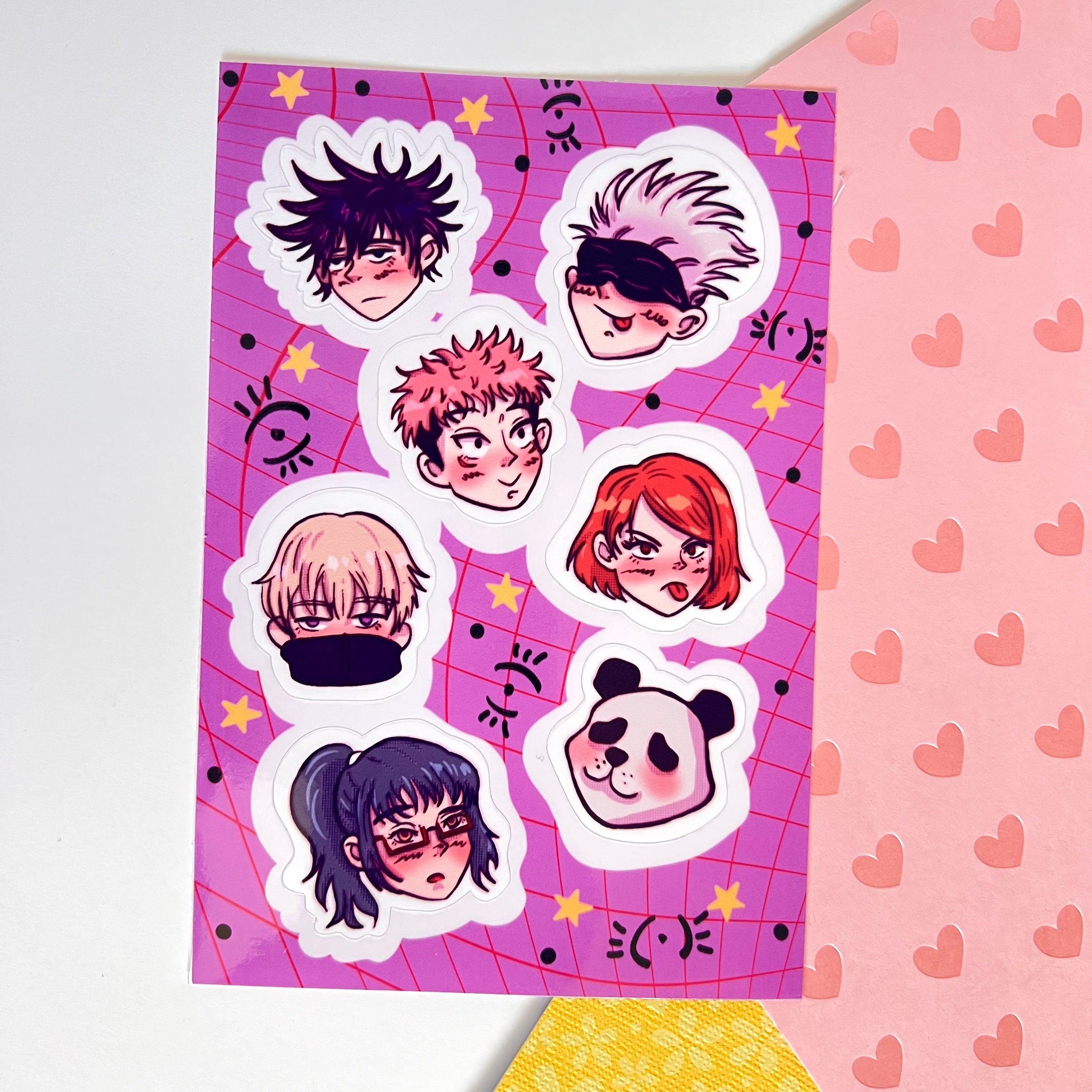 Anime Inspired Sticker Sheets Bee Puppy Cat ATLA JJK Spy Fam Demon Kny ...