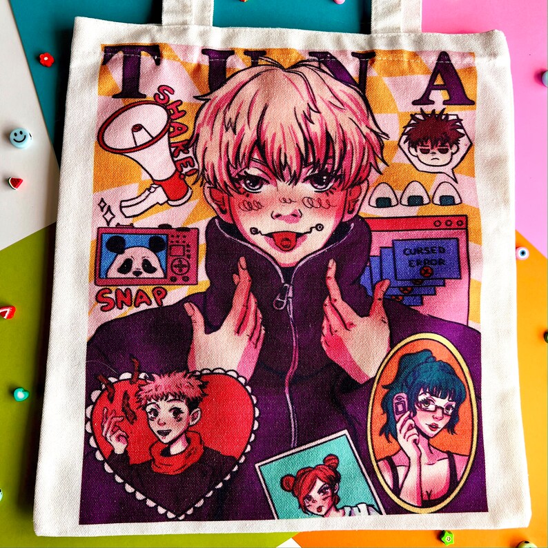 Color Anime Inspired Tote Bags | JJK | CSM | TBHK | Gift | Totoro ...