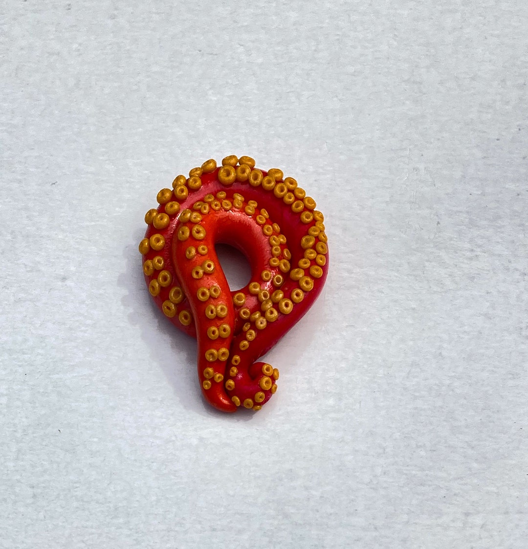 Orange and Red Ombre Polymer Clay Miniature Octopus Tentacle - Etsy
