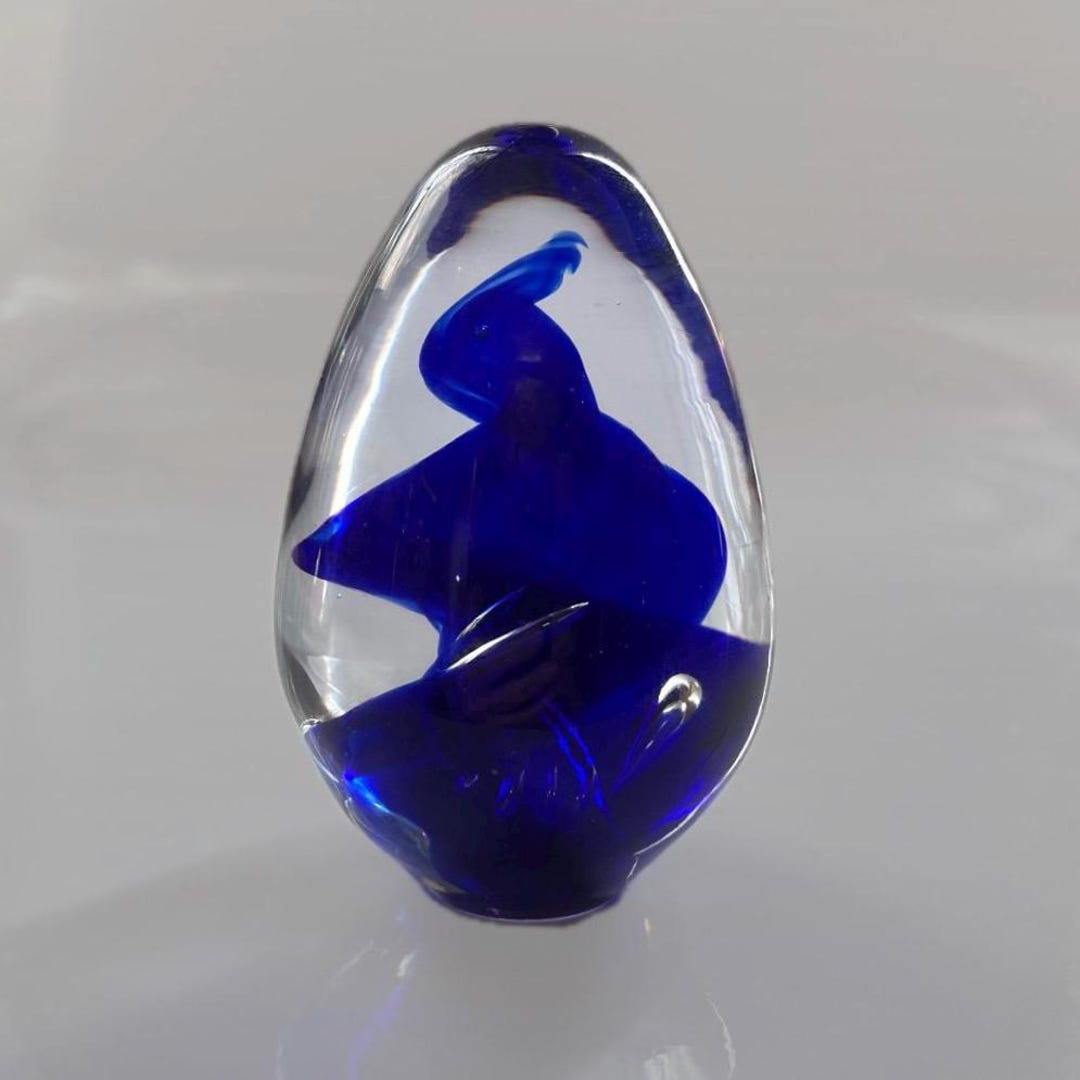 LAASI SIRKUS FINLAND - Unique Handmade Egg Cobalt Paperweight Sculpture ...