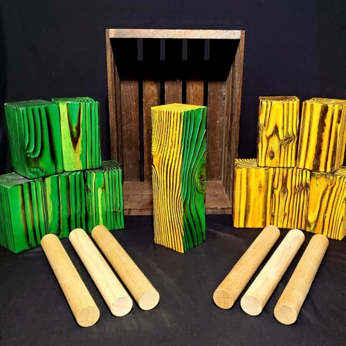 Kubb Yard Game Set Solid Austrian Hardwood Red King W/ Bag - Etsy