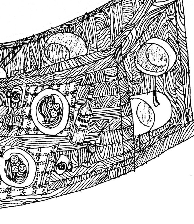 Modern Kitchen Art Ink Drawing of Abstract Kitchen Table - Etsy