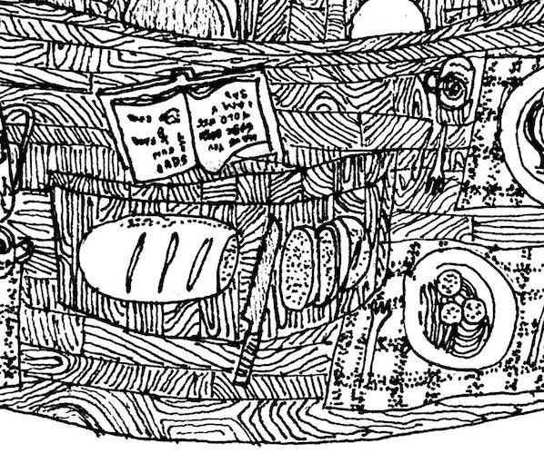 Modern Kitchen Art Ink Drawing of Abstract Kitchen Table - Etsy