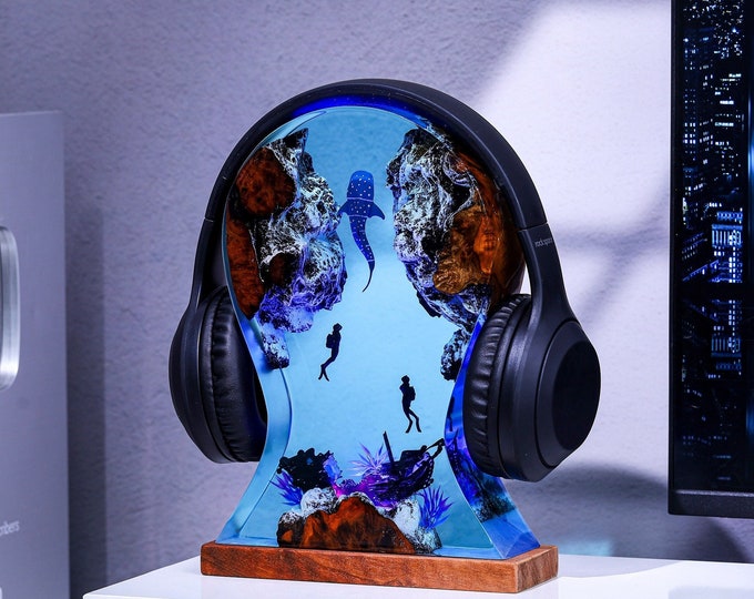 Custom Headphone Stand, Office Decor, Headset Artwork Holder and Resin ...