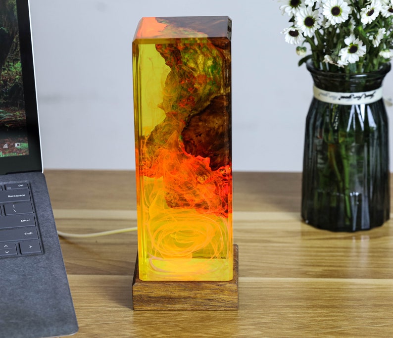 Epoxy Resin Night Light Unique Color Changing Resin Wood | Etsy UK