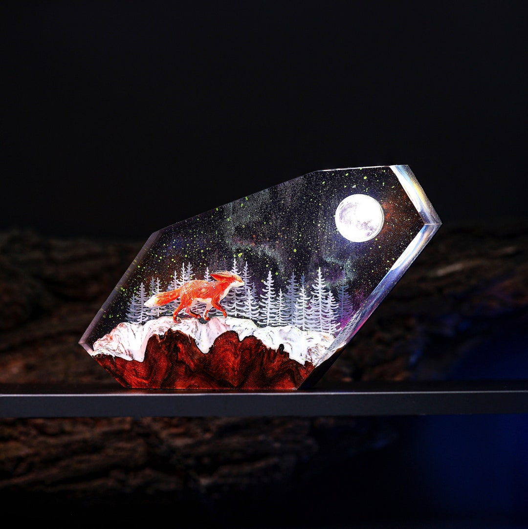 FOX in WINTER Night Light Winter Snowy Forest With Walking Red Fox ...