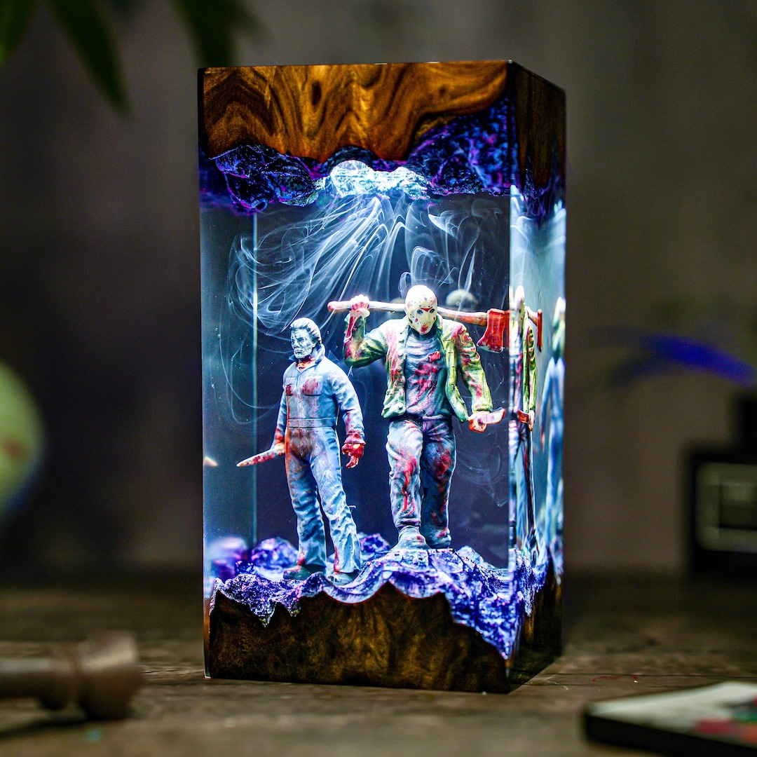 Horror Resin Lamp With Michael Figure, Creepy Halloween Night Light ...