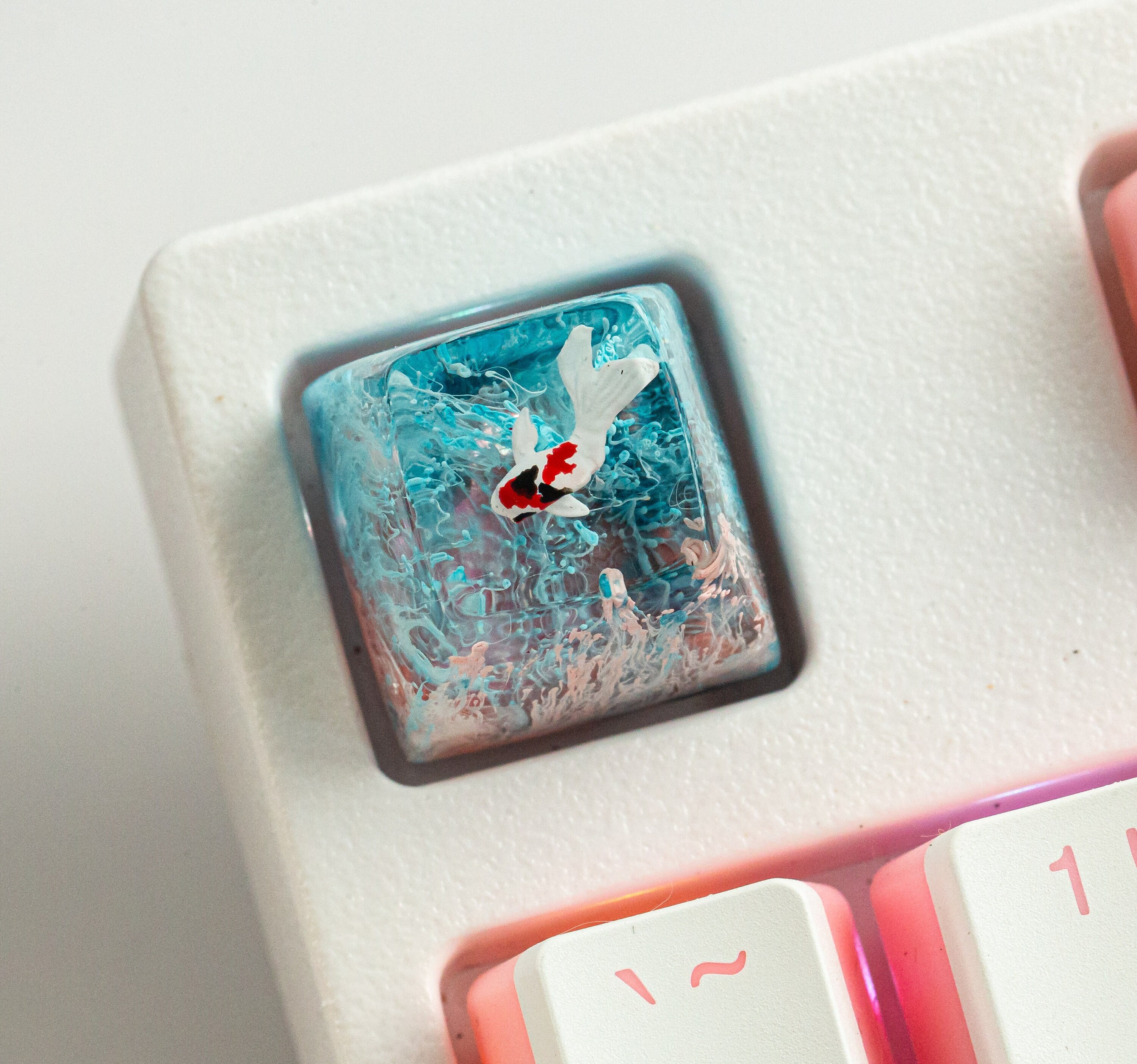 Blue Coral Koi Resin Keycap Artisan Enter SA Keycaps Coral | Etsy
