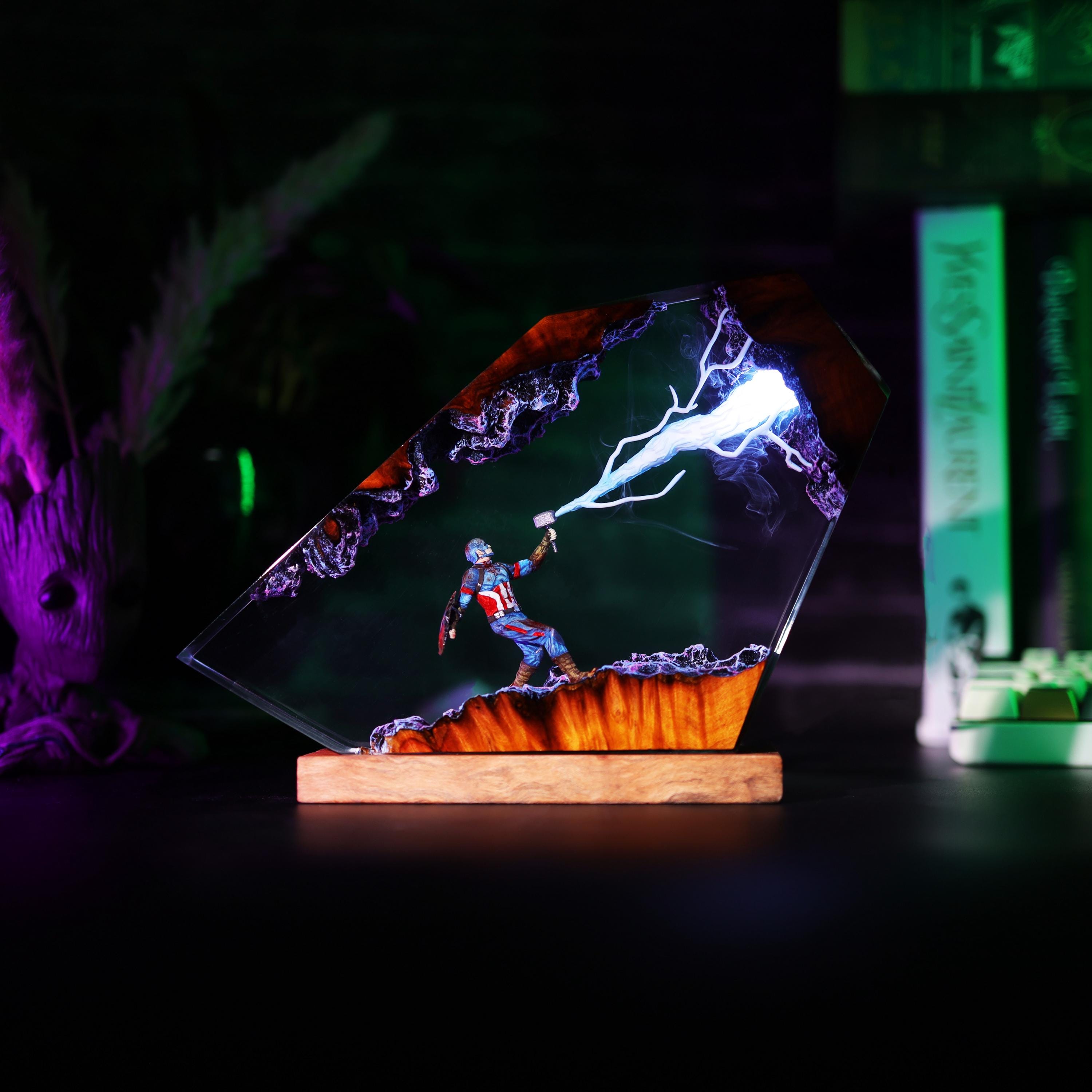 Super Soldier Shield Epoxy Lamp, Handmade Captain Resin Light ...