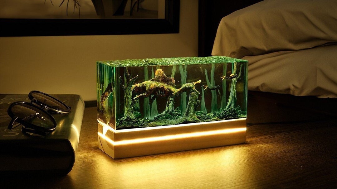 Diorama Zombie Spinosaurus and Couple Divers Night Light Lamp Ocean ...