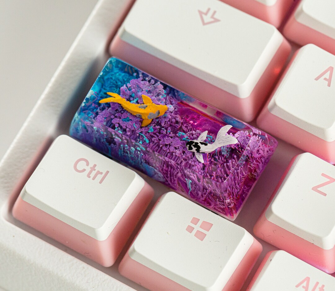 Blue and Purple Koi Resin Keycap Koi Artisan Spacebarhandmade Keycaps ...