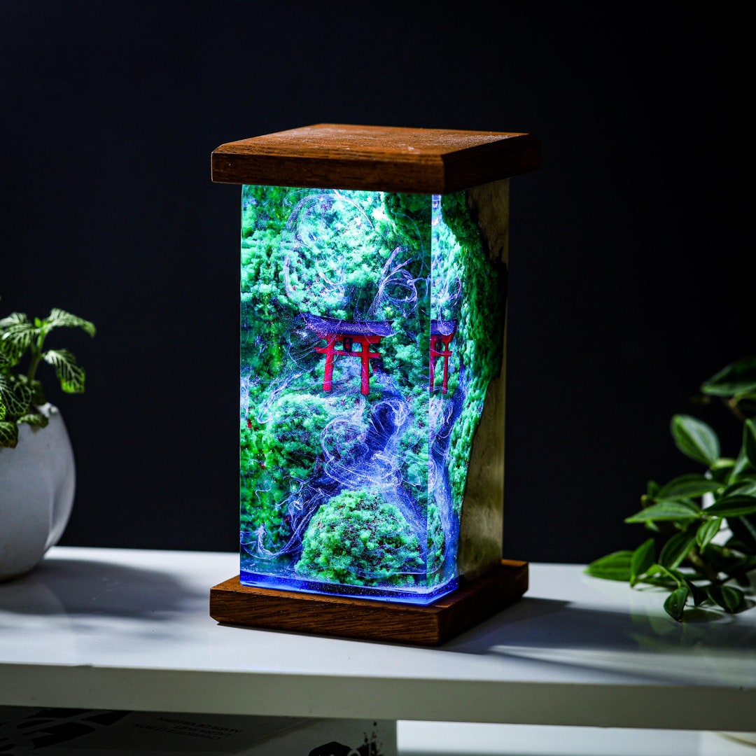 Japanese Torii Gate Epoxy Lamp Custom Diorama Resin Lamp Spring Torii ...
