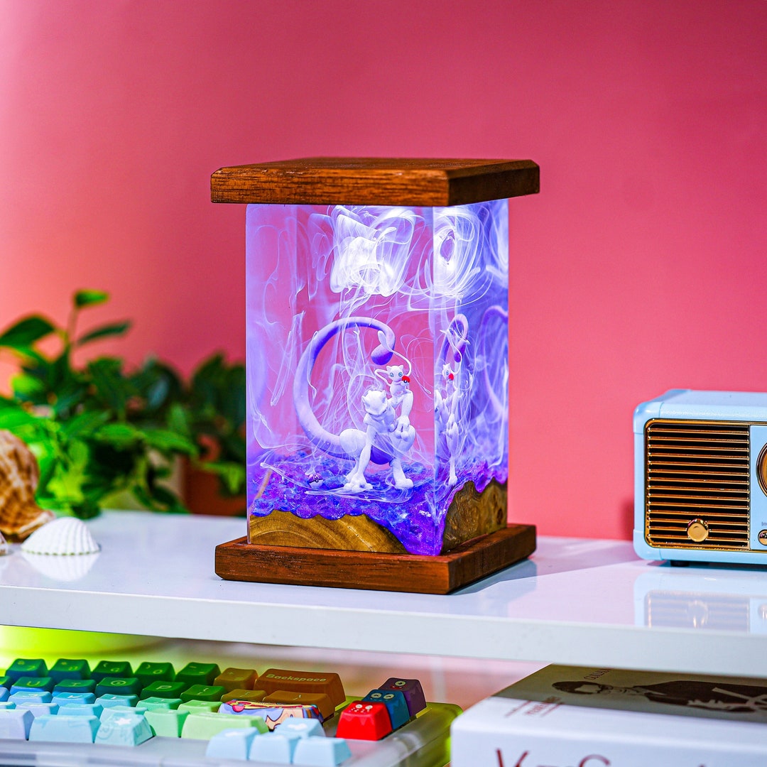 MEW AND MEWTWO Pokemon Lamp Custom Pokemon Epoxy Lamp Pokemon Terrarium ...