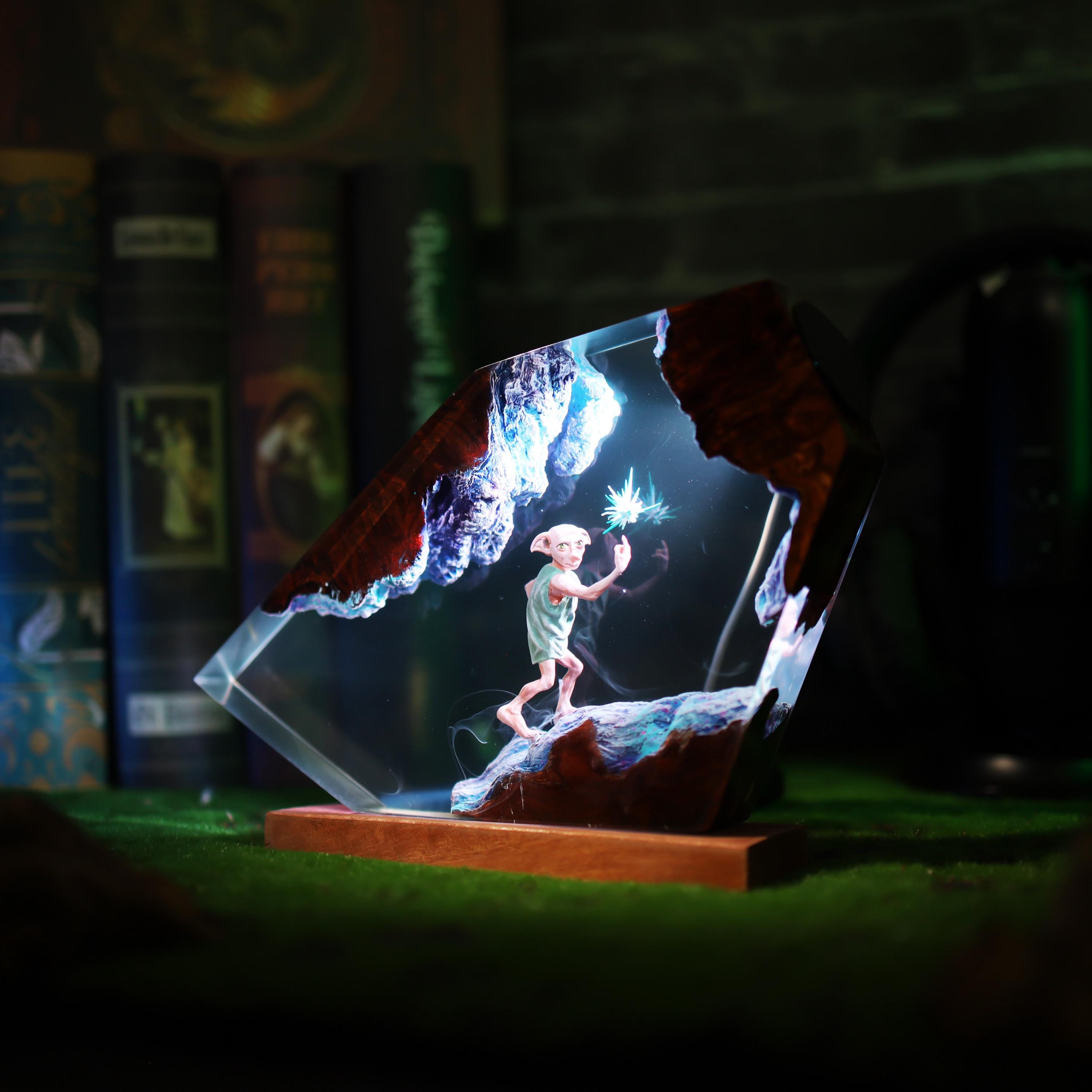Dobby Resin Lamp, Handmade Epoxy Wizard Decor, Magical Creature Display ...