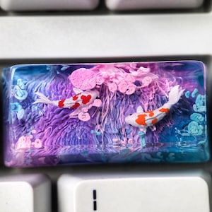 Blue and Purple Koi Resin Keycap | Artisan Keycap Handmade SA and OEM ...