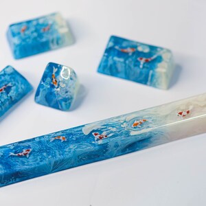 Skyblue Koi Artisan Keycap Skyblue Artisan OEM Keycaps Blue Ocean Koi ...