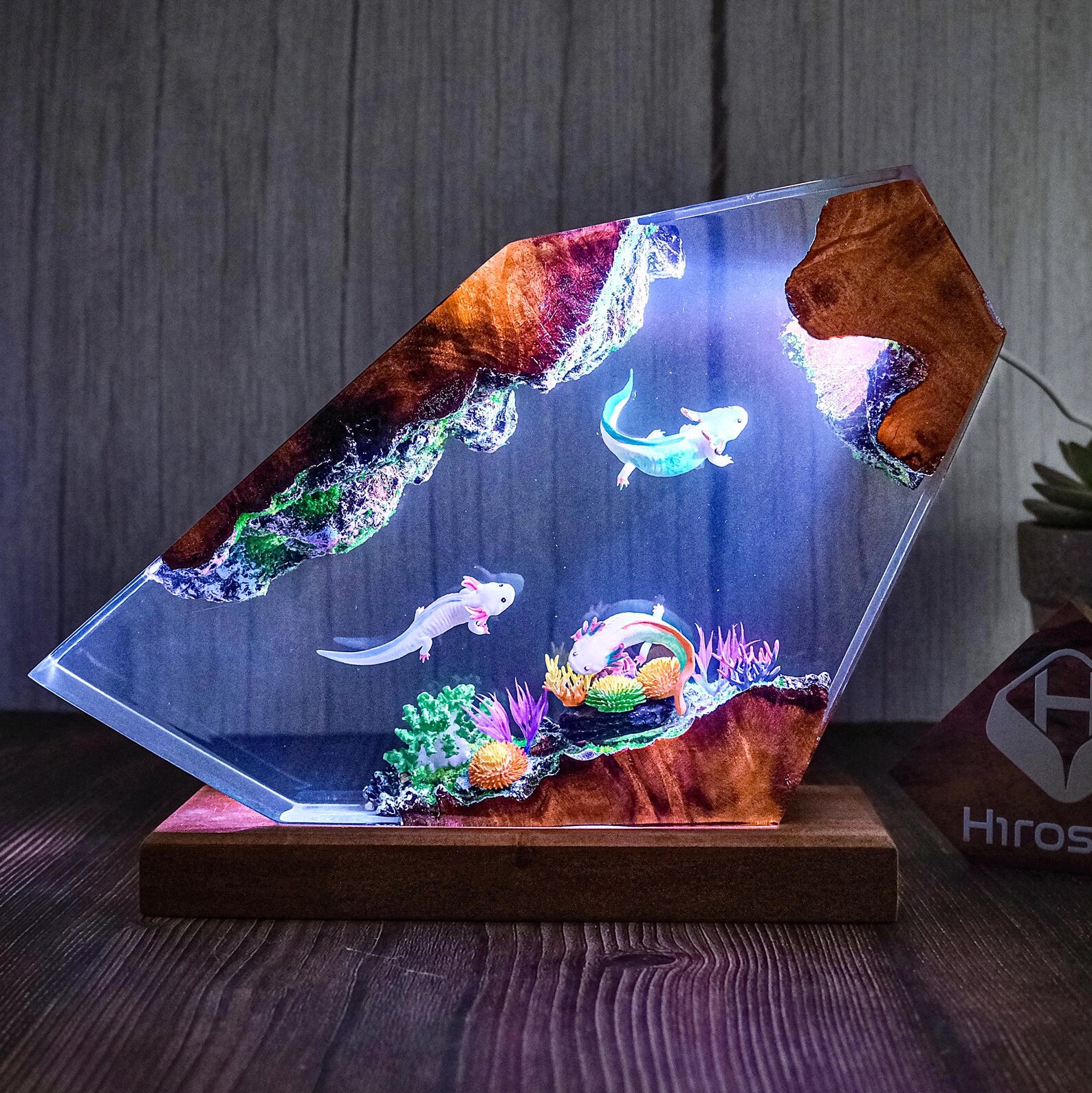 Axolotl or Mexican Salamander Resin Lamp, Sea Creatures Lamp, Coral ...