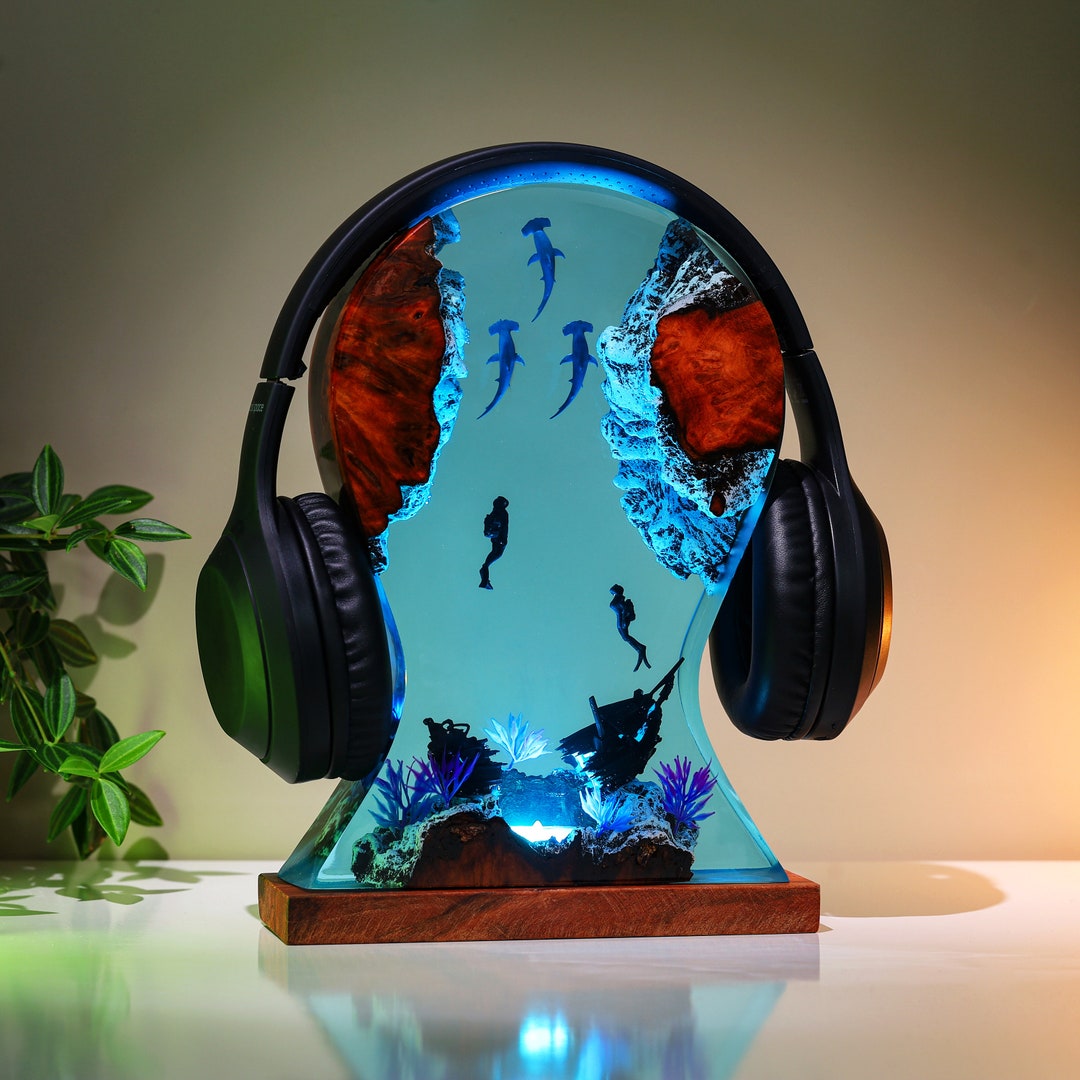 Custom Headphone Stand, Office Decor, Headset Artwork Holder and Resin ...