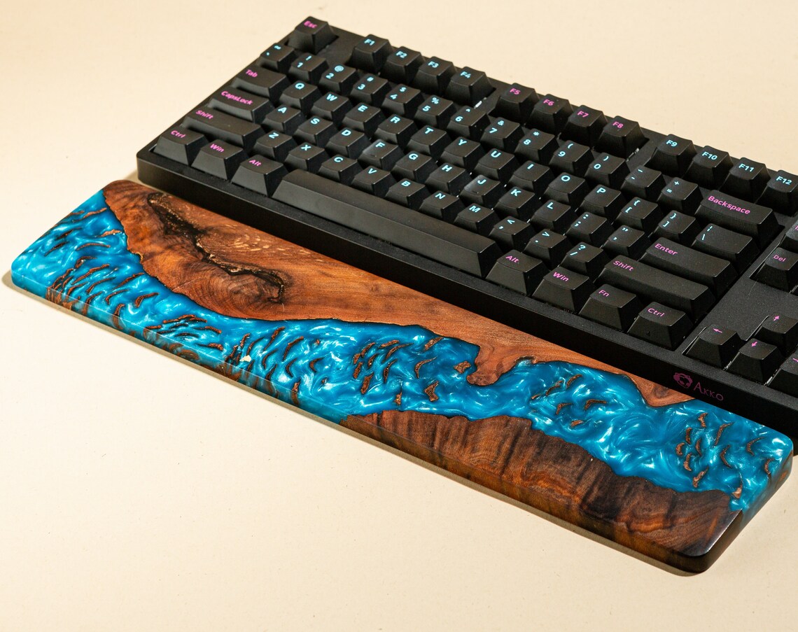 Colorful Resin and Wood wrist rest Mechanical keyboard wrist | Etsy