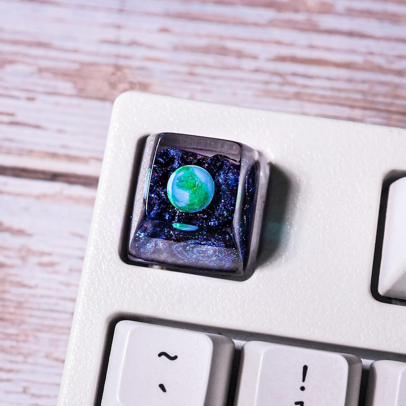 The Moon and Sun Keycap, Galaxy Keycap Earth Artisan Keycap Spacebar ...