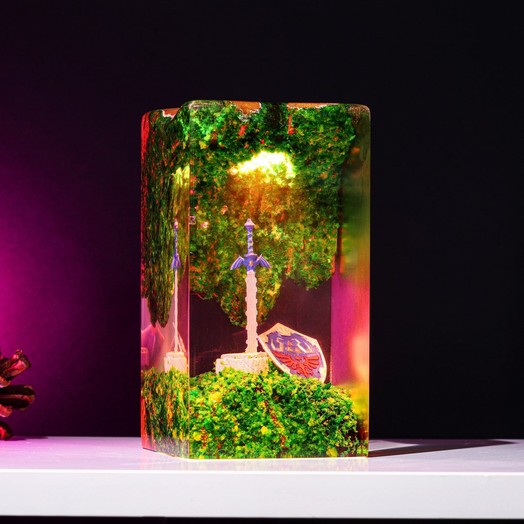 Master Sword With Zelda Shield Night Light, Korok Zelda Epoxy Resin ...