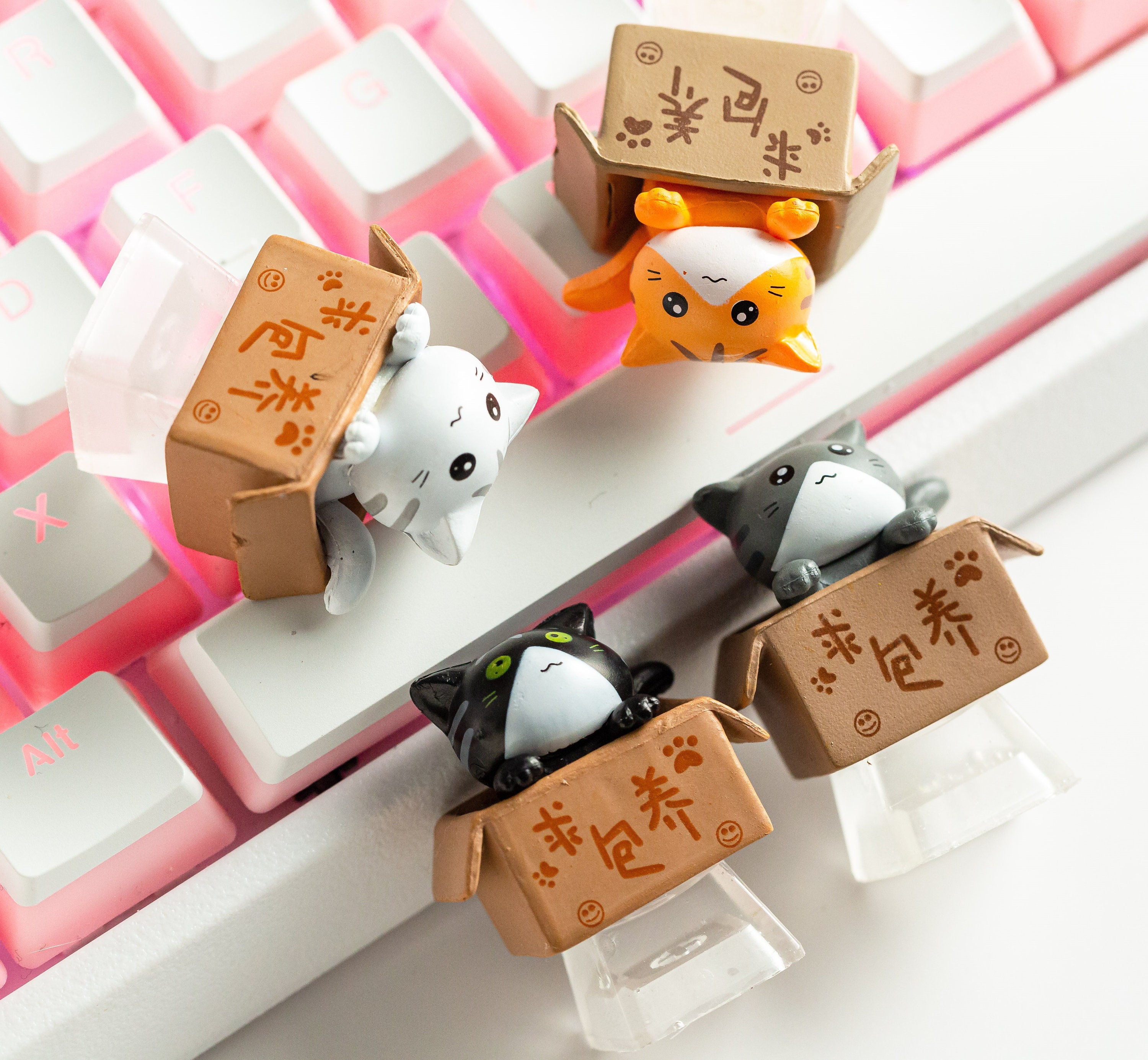 Cute Cat Keycaps Backlit kitty keycap Kitty Resin Artisan | Etsy