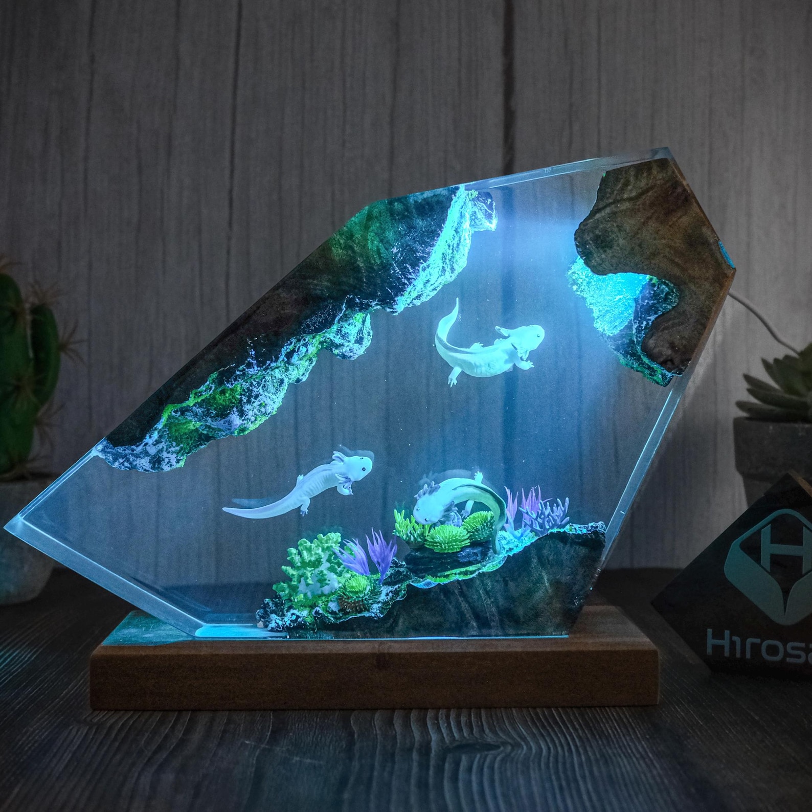 Axolotl or Mexican Salamander Resin Lamp, Sea Creatures Lamp, Coral ...