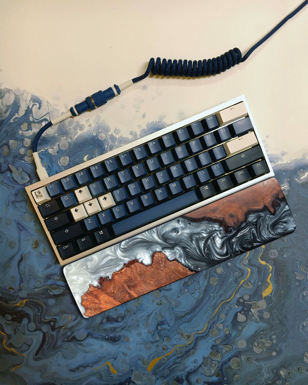 Yin Yang Resin and Wood Wrist Rest, Black and White Resin Wrist Rest ...