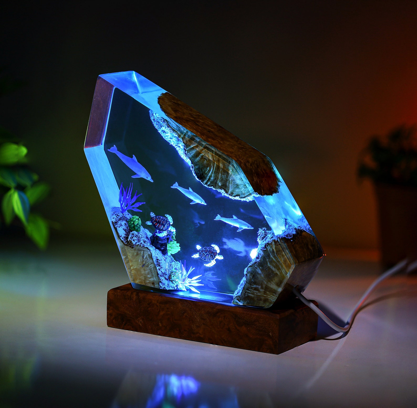 DOLPHIN Epoxy Lamp, Custom Epoxy Resin Lamp, Resin Night Light, Resin ...